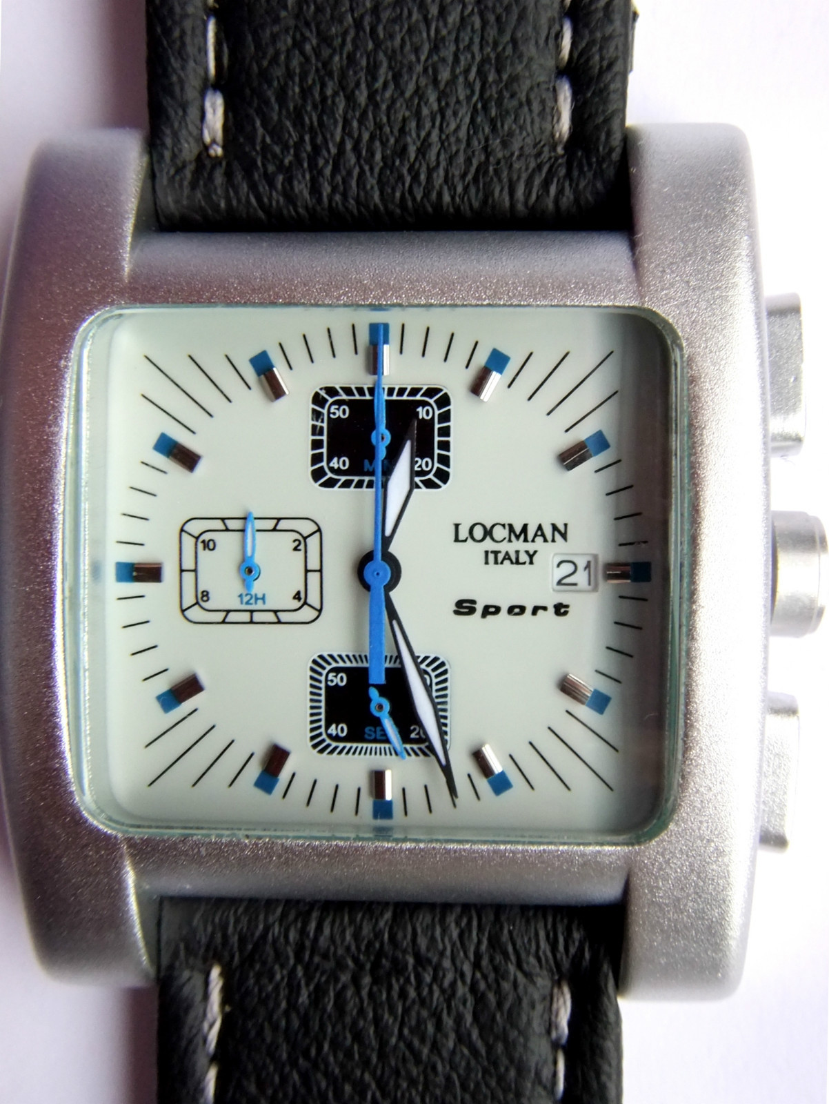 LOCMAN SPORT QUADRATO MEN'S CHRONO SILVER-WHITE-BLUE WATCH 428, NEW in ...