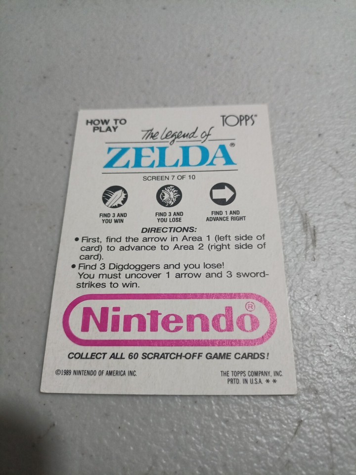 1989 Topps Nintendo Scratch-Off Game The Legend of Zelda Screen 7 | eBay