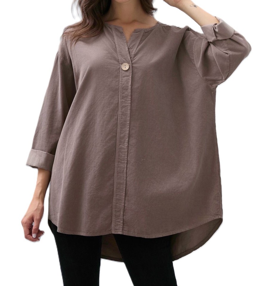 Italian Lagenlook Cord Tunic Top with Button Detail Autumn / Winter ...