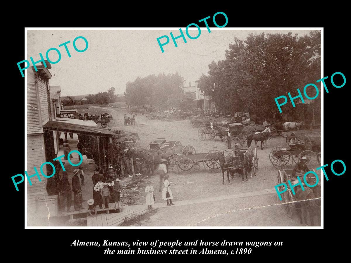 OLD 8x6 HISTORIC PHOTO OF ALMENA KANSAS VIEW OF THE MAIN St & STORES ...