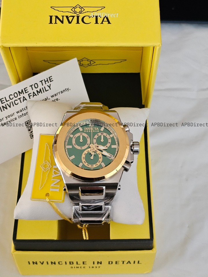 Invicta - AKULA Reserve GOLD Plated Green HP Dial - Swiss ETA G10.212 ...