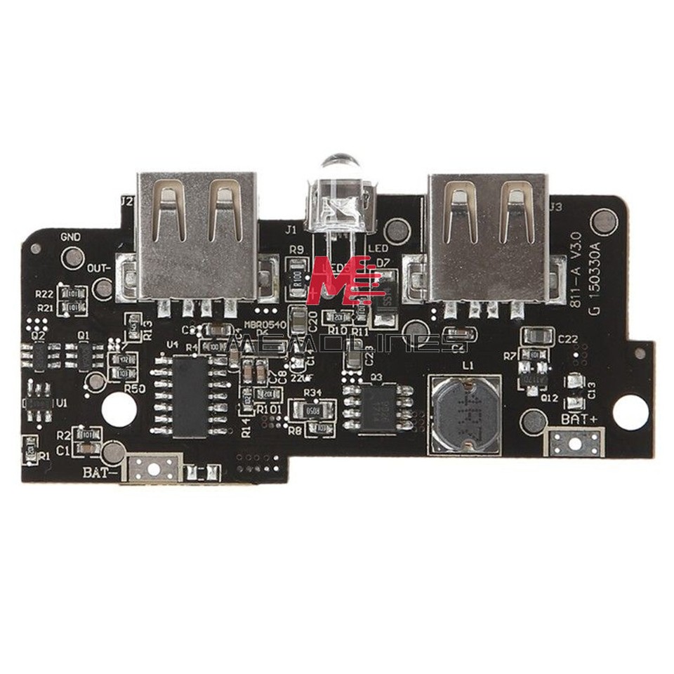 5V 2A Power Bank Charger Module Step Up Boost Dual USB LED PCB Circuit ...