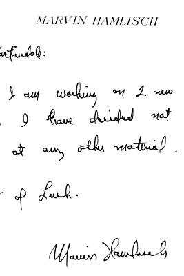 MARVIN HAMLISCH - HAND SIGNED PERSONAL LETTER & SIGNATURE ON PERSONAL ...