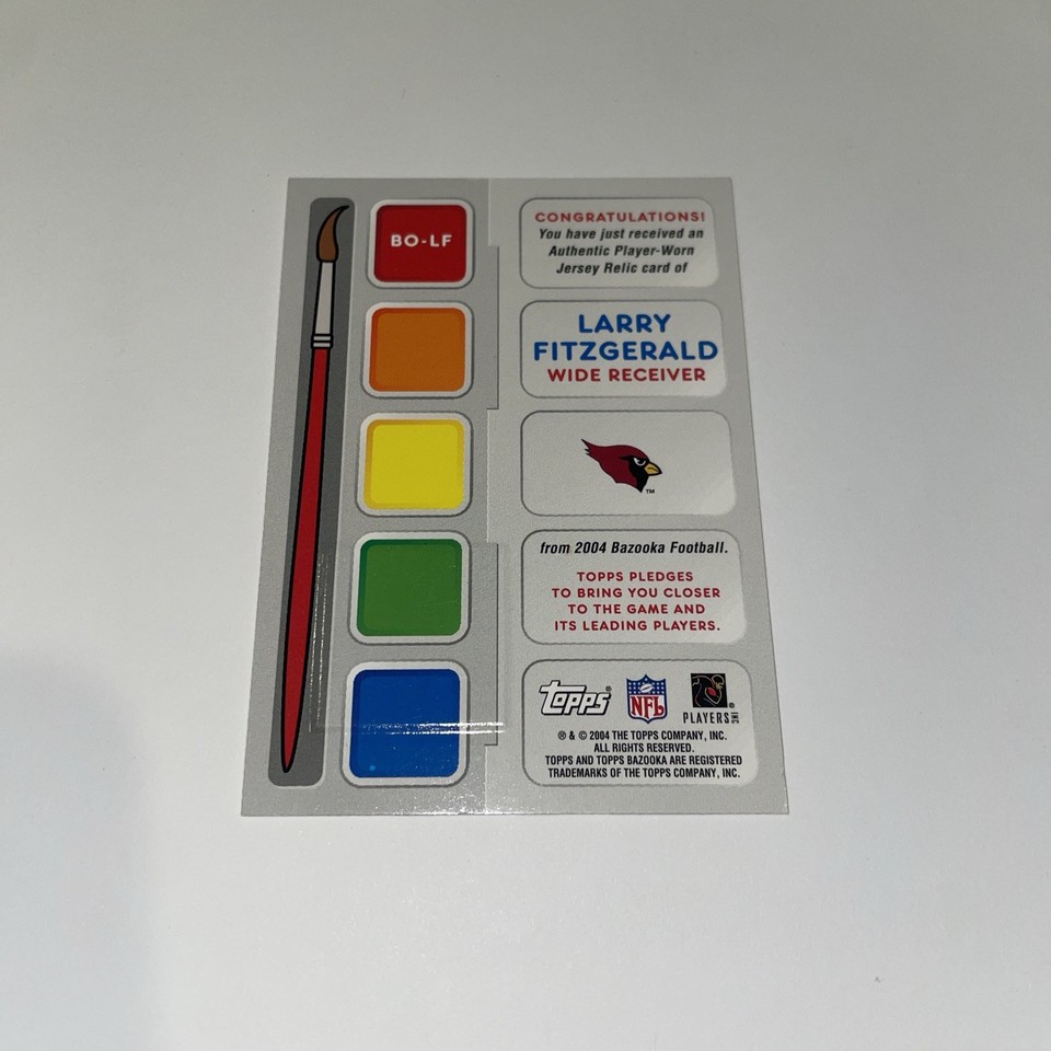 Larry Fitzgerald 2004 Bazooka Originals Jersey Card ROOKIE BO-LF | eBay