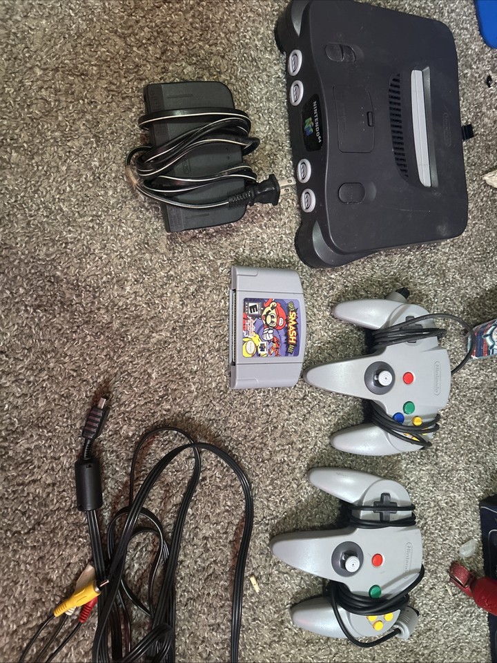 Nintendo 64 With 2 Controllers, Super Smash Bros 64, And Cords ALL ...