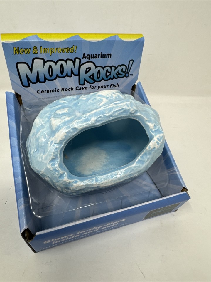 Aquarium Rock Cave Moon Rock Glow-in-the-Dark Ceramic Fish Cave Blue ...