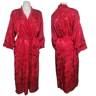 Victoria's Secret Red M/L Vintage Sexy Satin Robe Long Gold Tag 90s ...