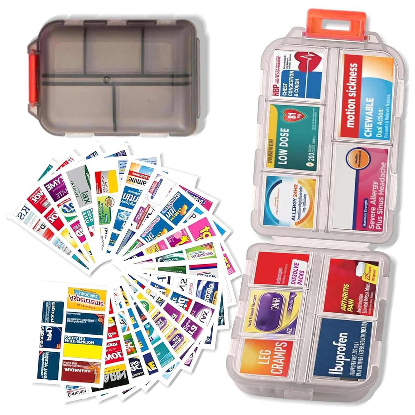 Medication Storage Case Waterproof Pill Organizer with 147 Labels Multi ...