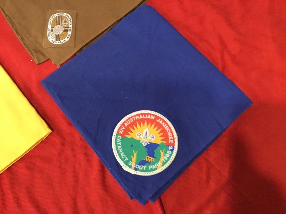Boy Scouts of Australia 4 PCs neckerchiefs 55/56 jamboree Gilwell Park ...