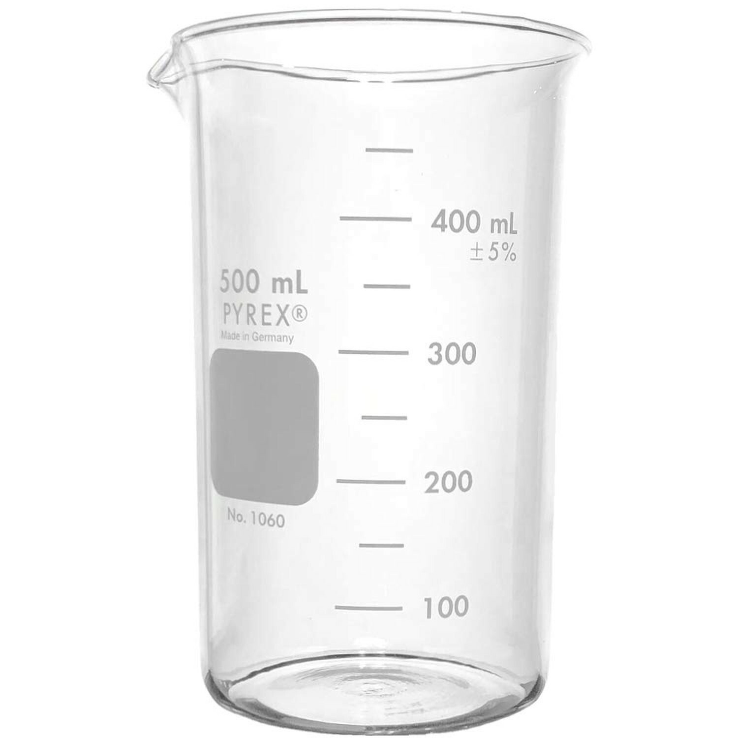 Pyrex 1060-500, 500ml Tall Form Berzelius Beaker, with Spout, Graduated ...