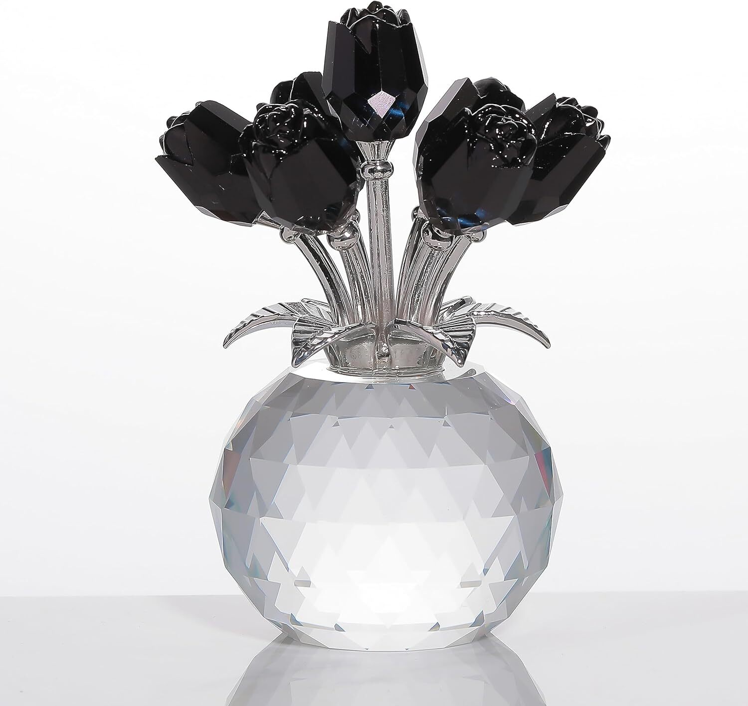 Black Rose Crystal Flower Figurine with Vase, Bouquet | eBay