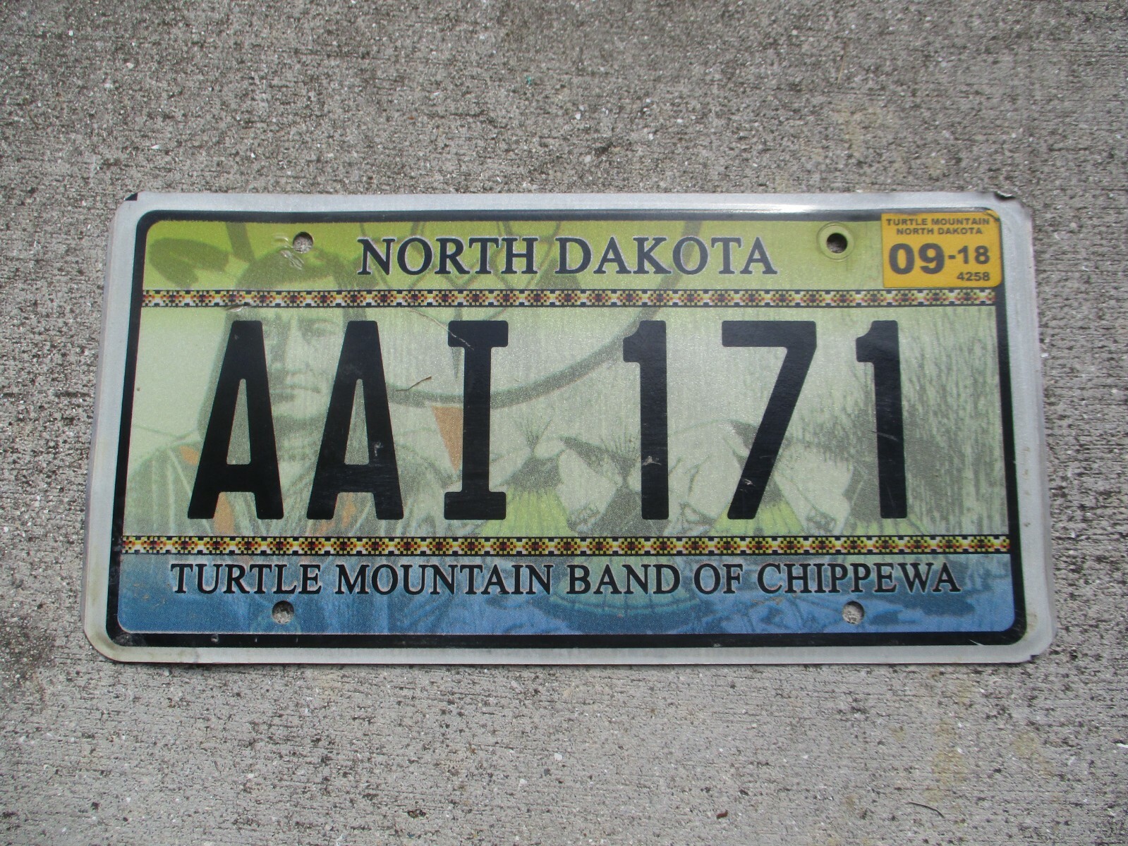 North Dakota 2018 Turtle Mountain band of Chippewa license plate # AAI ...