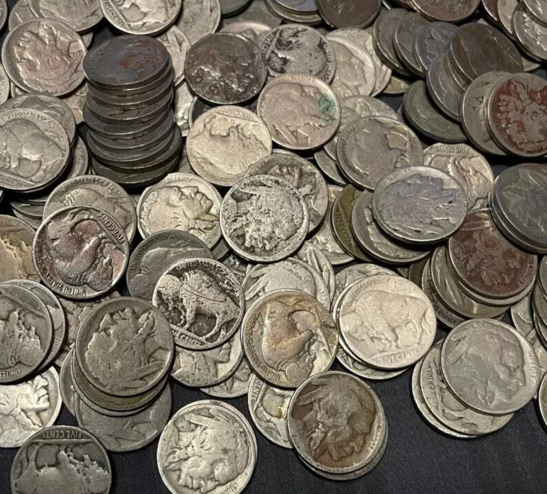 Lot of 200 CULL Buffalo Nickels P D S 5 ROLLS - AG / G / WORN / DAMAGED ...