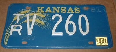 1981 with 83 sticker Kansas License Plate TR V 260 County Car Tag | eBay