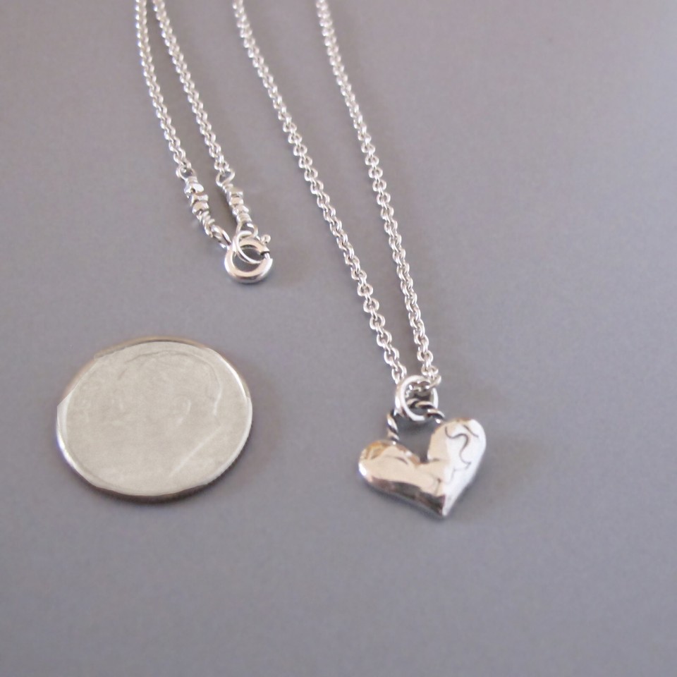 djs Sundance Sterling Silver Tiny Heart Charm Chain Necklace Love ...
