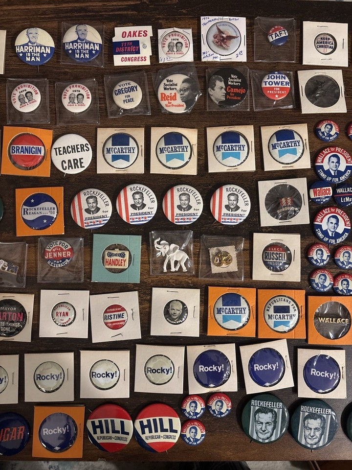 130+ Vintage Political Campaign Buttons Lot Nixon Kennedy Rockefeller ...