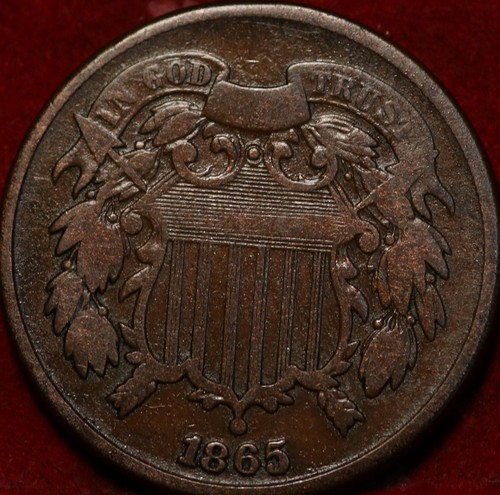 1865 Philadelphia Mint Copper Two Cent Coin | eBay