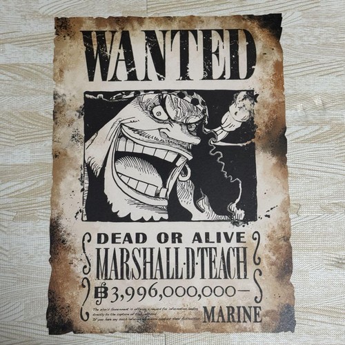 m6 Poster One Piece Luffy Wanted Blackbeard Teach A3 Rare Japan Anime ...