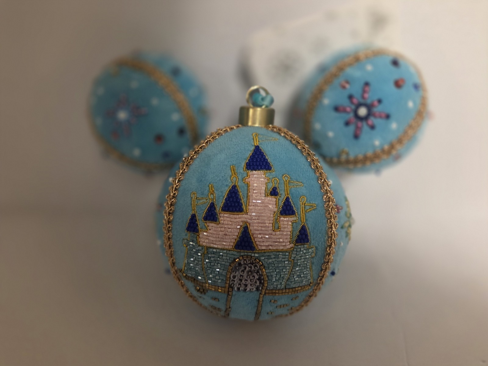 Disney Parks 2025 Mickey Ear Castle Beads Jewel Christmas Ornament | eBay