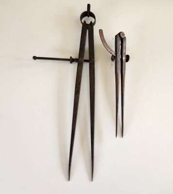 Vintage Iron Set of 2 Compass Divider Caliper Scribe Machinist Tools | eBay