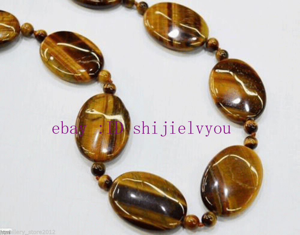New 12*16mm & 6mm Natural Yellow Tiger Eye Necklace 18'' AAA | eBay