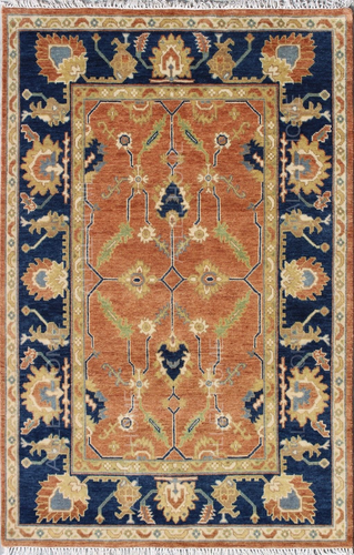8x10 Oushak Rug Contemporary color orange/Navy Blue Living Room Area ...