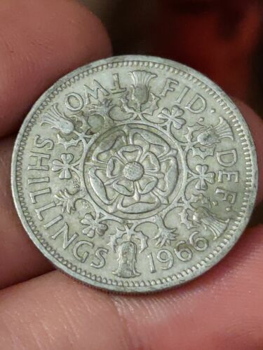 1966 ~ 2/- (Two Shillings Coin) ~ Queen Elizabeth II England British ...
