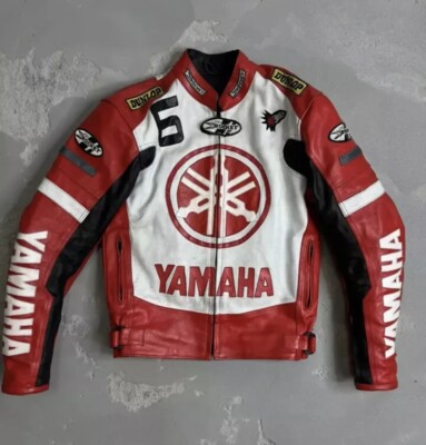 RED YAMAHA ROCKET LEATHER RACING JACKET CE APPROVED FOR MEN BIKER ...