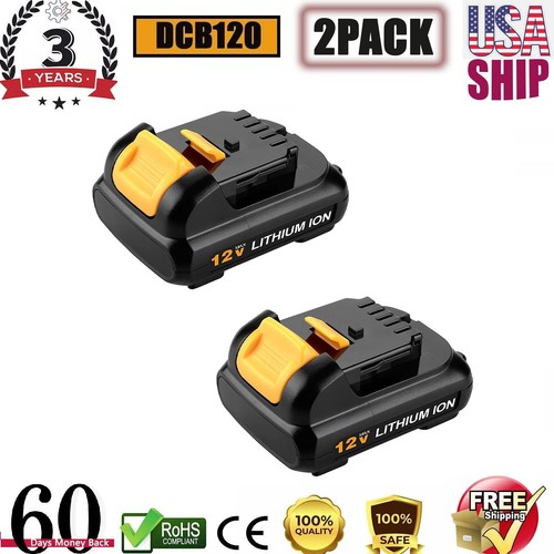 2 NEW Pack For DEWALT DCB120 12V 12 Volt MAX Lithium-Ion Battery DCB127 ...