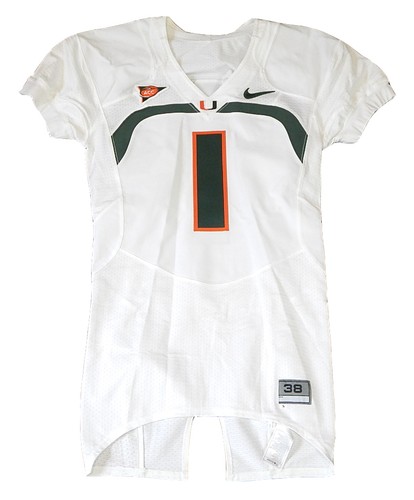 University of Miami #1 ACC Nike Team Issued Football Jersey White Size ...