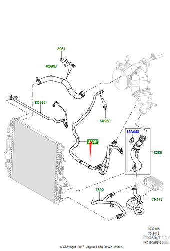 Genuine Land Rover Range Rover RR Sport LR4 5.0L ENGINE COOLING HOSE ...