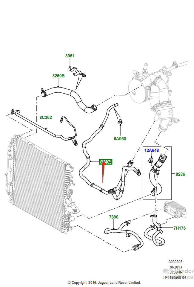 For Land Rover Range Rover Sport LR4 5.0 ENGINE COOLING HOSE LR013693 ...