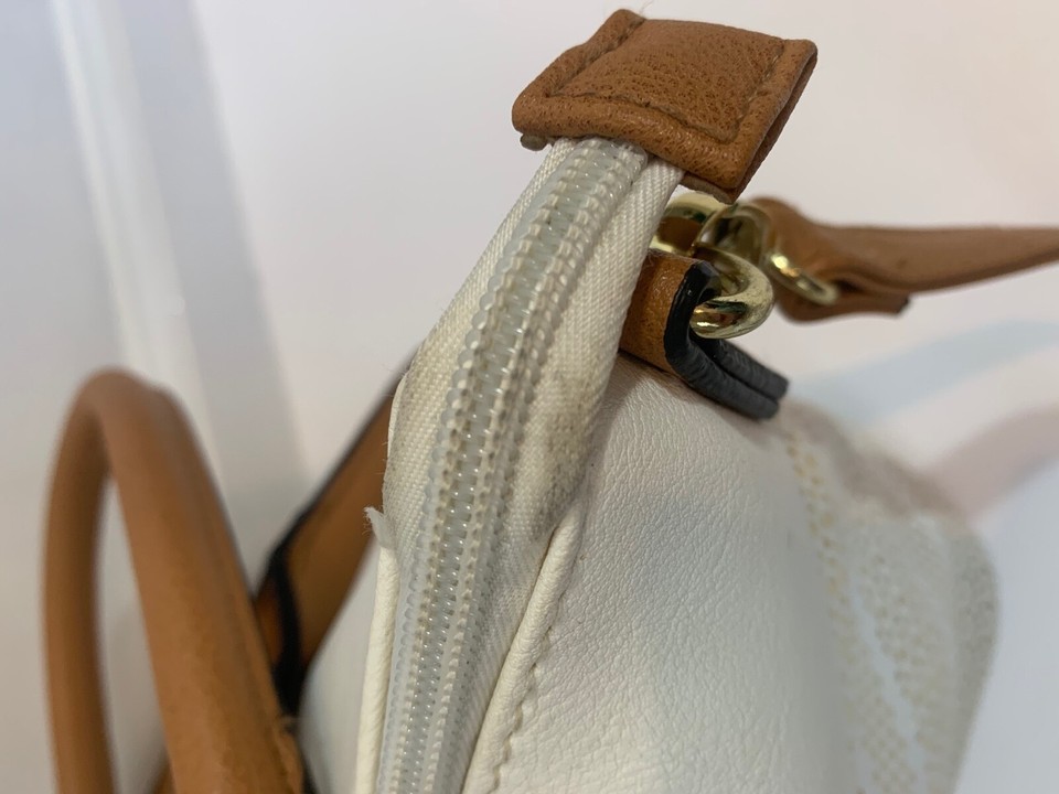 Minicci White Tan Tassle Laser Cut Shoulder Handbag | eBay