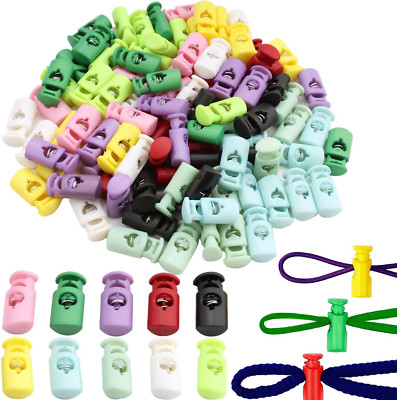 100 Pieces Plastic Cord Locks, Single Hole Colourful Cord Locks Cord ...
