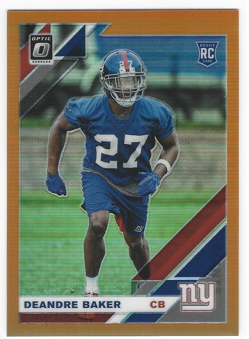 DEANDRE BAKER '19 DONRUSS OPTIC ORANGE ROOKIE #65/199 GIANTS GEORGIA ...