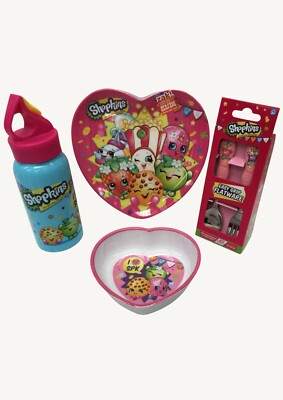 SHOPKINS KIDS DINNER PLATE / BOWL / CUTLERY / DRINK BOTTLE SET ZAK ...