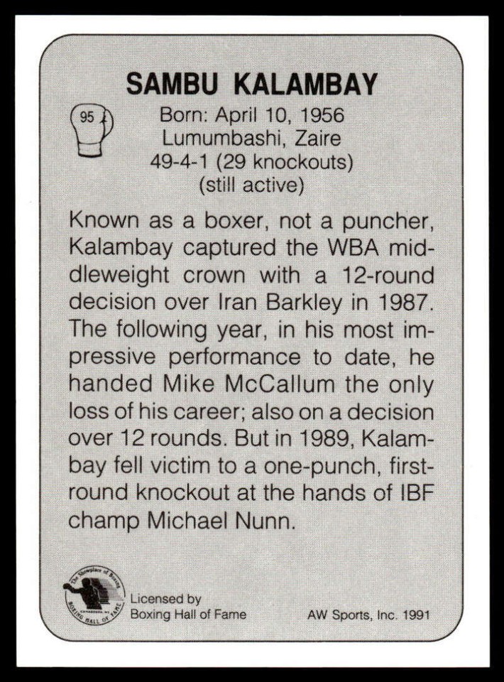 1991 All World #95 Sambu Kalambay NM-MT | eBay