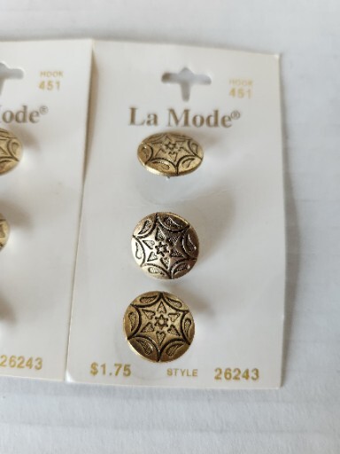 NEW 6 Vintage La Mode Metal Shank Buttons Gold Brass Star Flower ⅝ | eBay