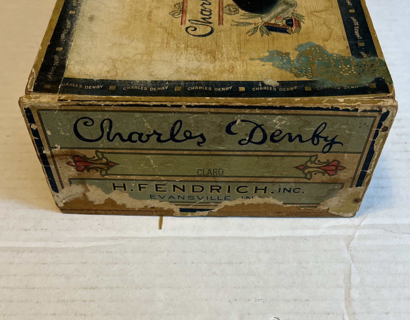 Charles Denby Cigar Box 1930s Tax Stamp Evansville Ind. H. Fendrich Inc ...