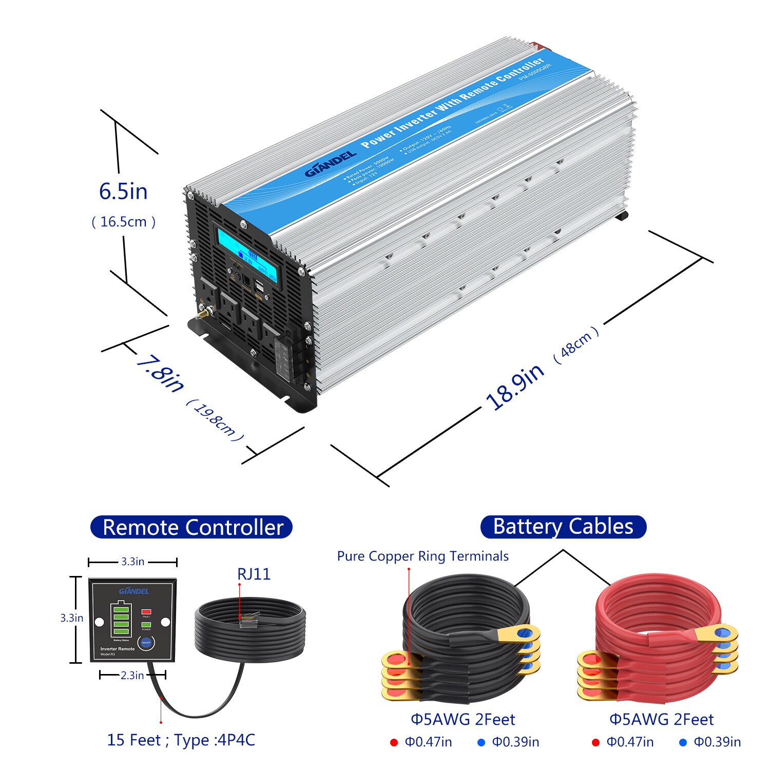 Power Inverter Modified Sine Wave 5000W/10000W 12V to 110v~120V USA ...