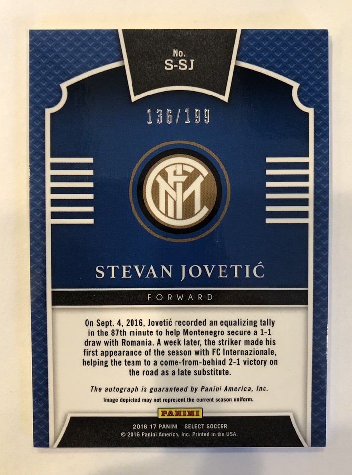 Stevan Jovetic 2016-17 Panini Select Signatures 136/199 #S-SJ Auto ...