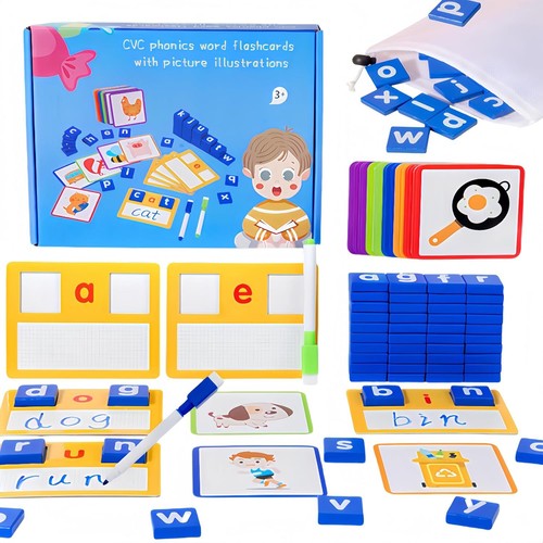 Educational Toys for Toddler 2-4, 110pc Flash Cards CVC Word Spelling ...