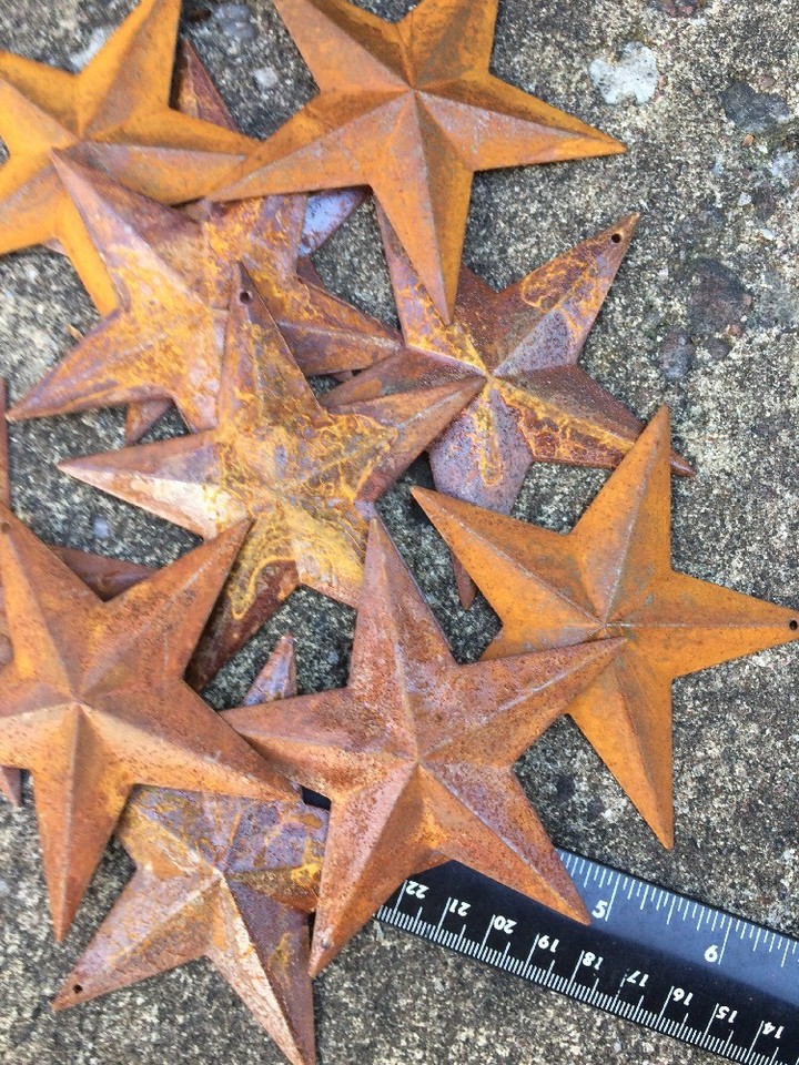 10 Ultra Rusty Barn Stars Star 3.75 in 3 3/4" Dimensional 2D w/ hole ...