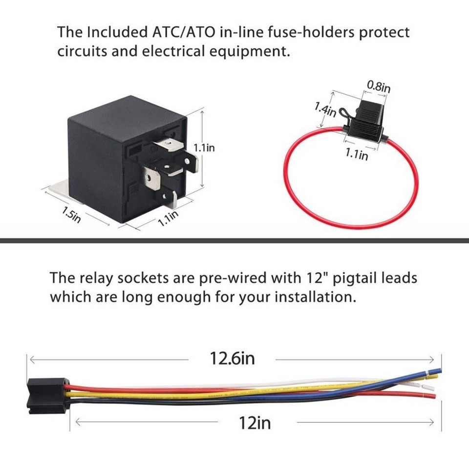 Automotive 5-Pin 30/40A 12V SPDT Relays with Interlocking Relay Sockets ...