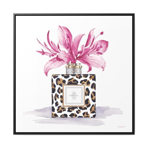Square Frame Canvas Wall Art, Leopard Print Perfume Bottle, Fashion ...
