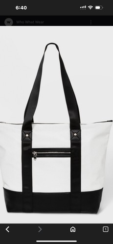 white and black tote bag, made by JoyLab | eBay