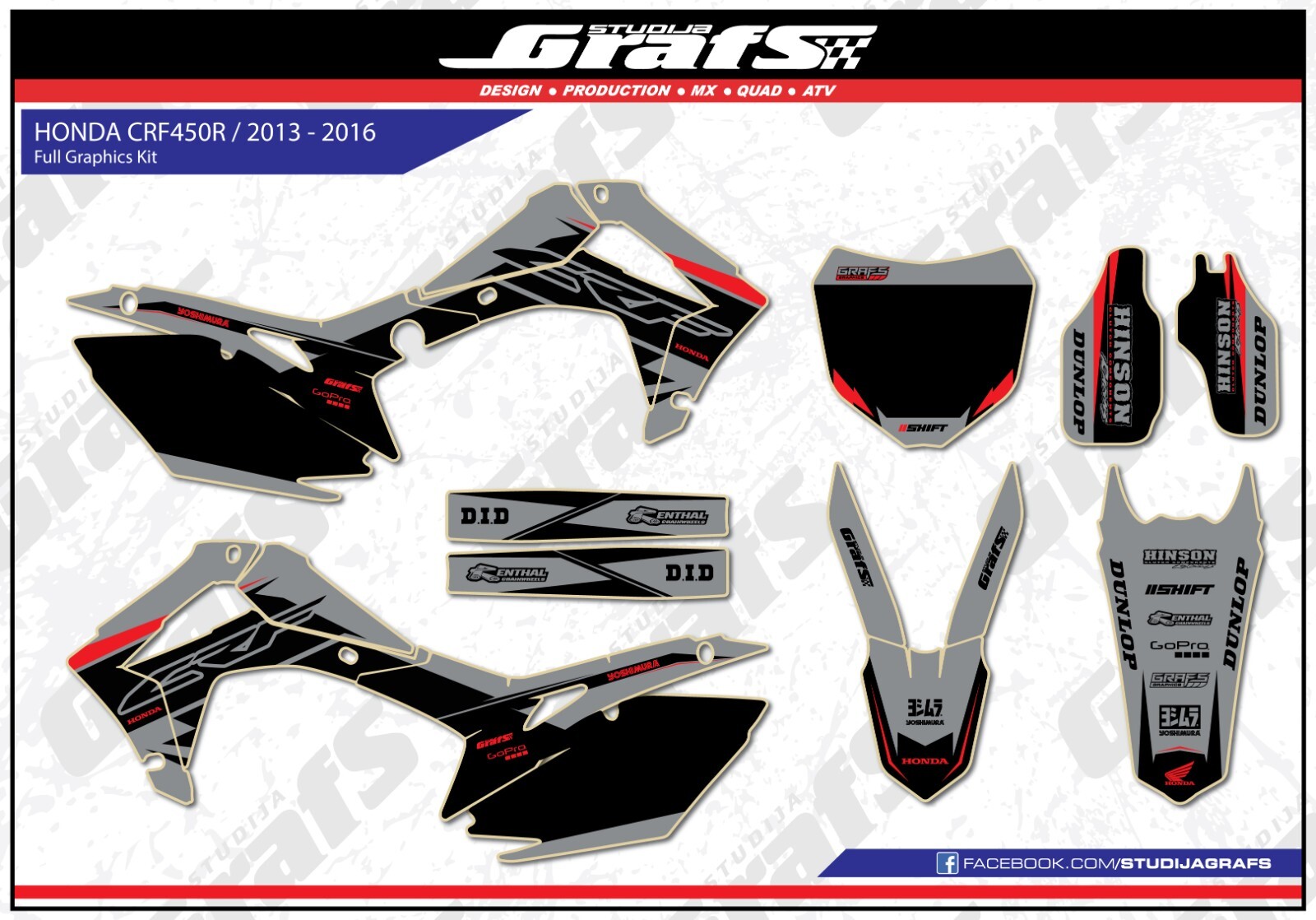 2013 2014 2015 2016 CRF 450R Graphics Kit HONDA CRF450R 450 R Decals ...