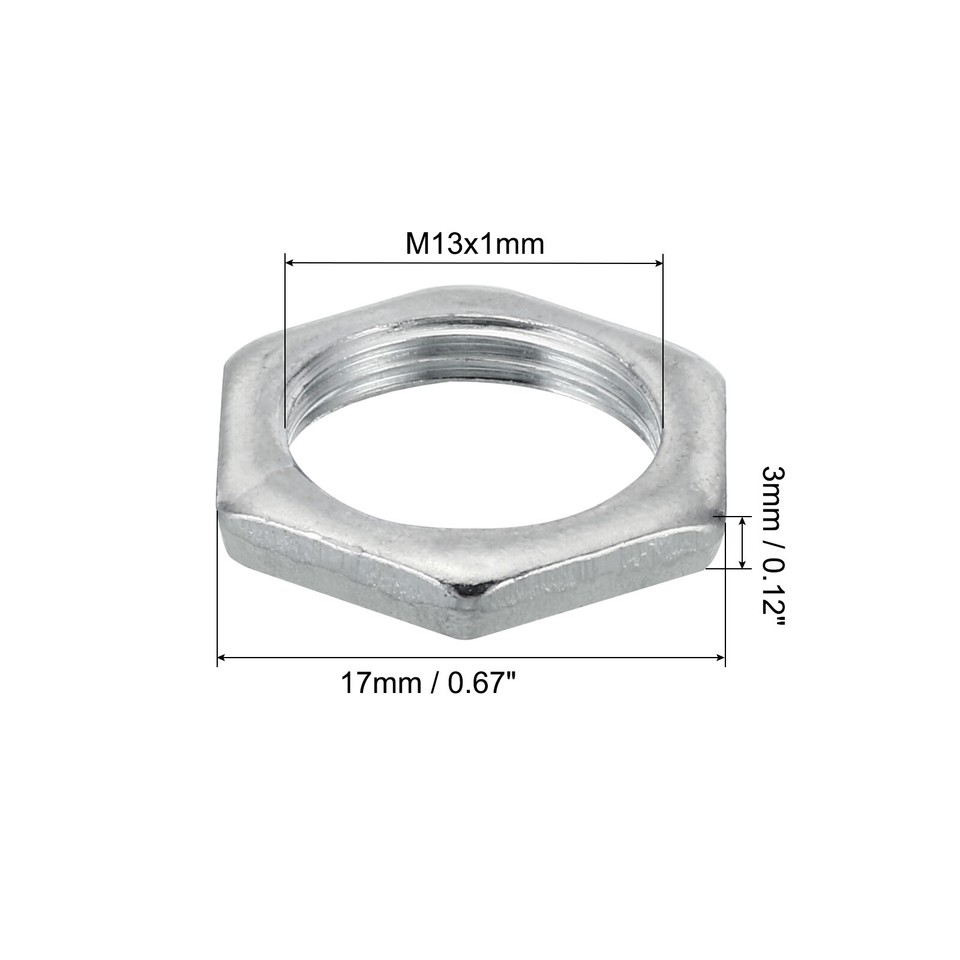 M13x1.0 Steel Hex Nuts 10pcs Metric Thread Zinc Finished Hardware Nut ...