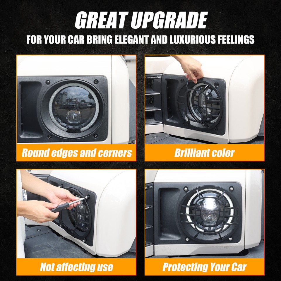 2PCS Steel Car Headlight Cover Headlamp Guard Trim For Ineos Grenadier ...