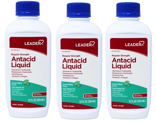 Leader Regular Strength Antacid Liquid, Cool Mint, 12 fl oz - 3 Pack | eBay